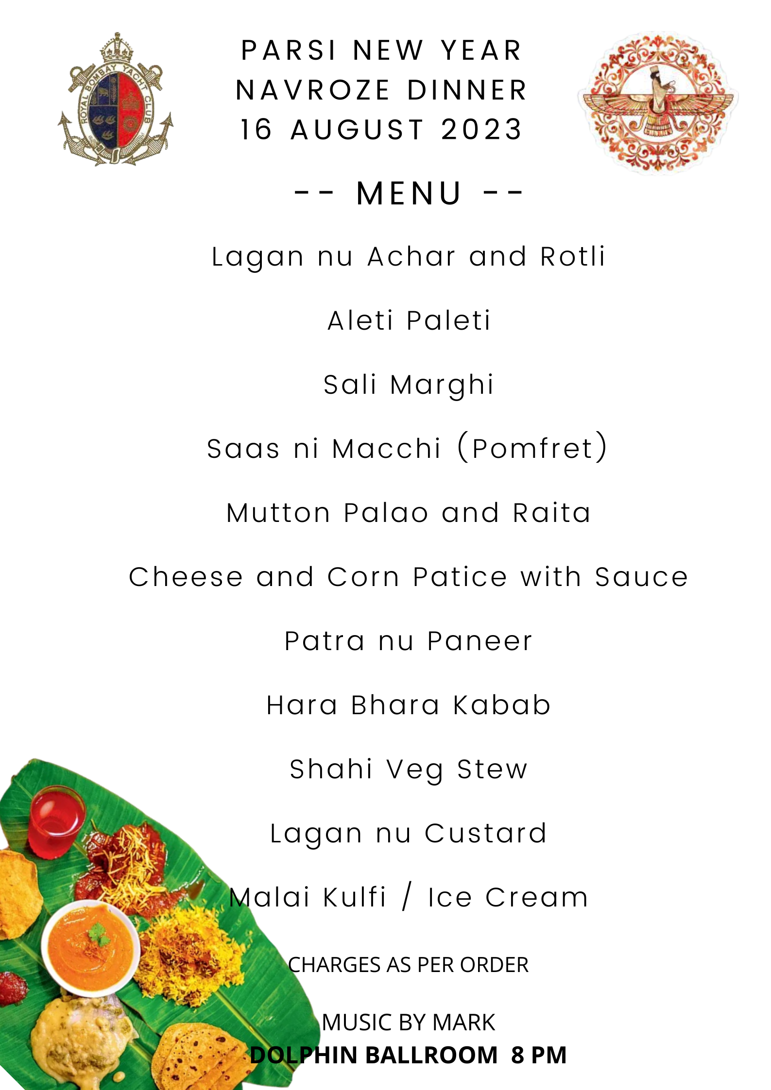 Parsi New Year (Navroze) Dinner – Royal Bombay Yacht Club